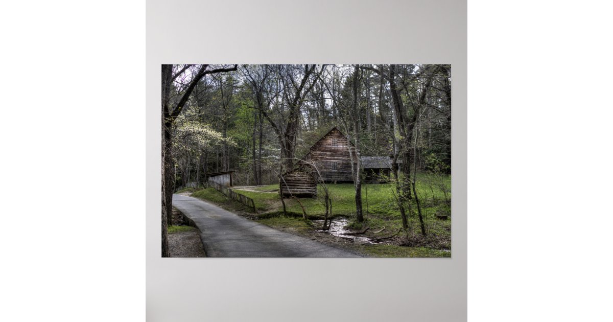 Cades Cove Rustic Cabin Landscape Poster | Zazzle