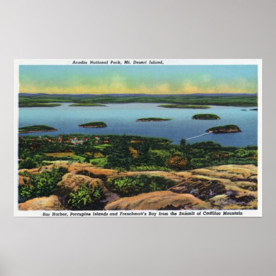 Cadillac Mt Summit View of Bar Harbor Poster | Zazzle.com