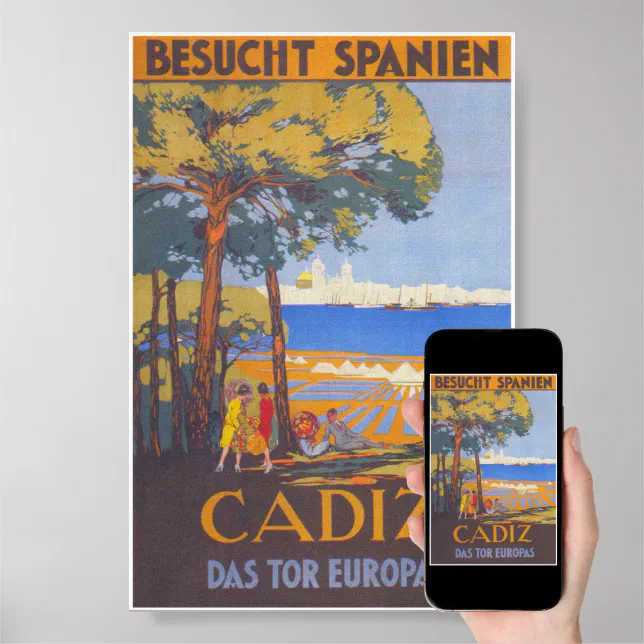 Cadiz Spain Vintage Travel Poster | Zazzle
