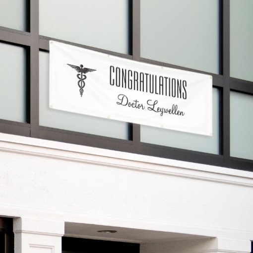 Caduceus Congratulations Doctor Nurse EMT Banner | Zazzle