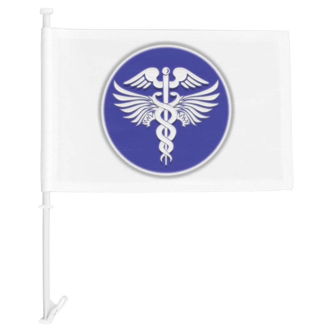 Caduceus doctor nurse medical sign car flag | Zazzle