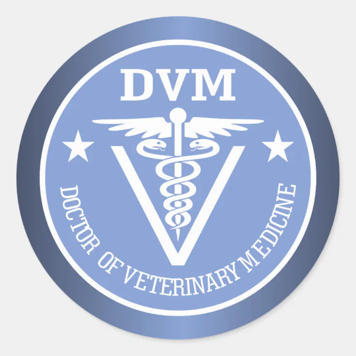 Caduceus DVM 2 Classic Round Sticker | Zazzle