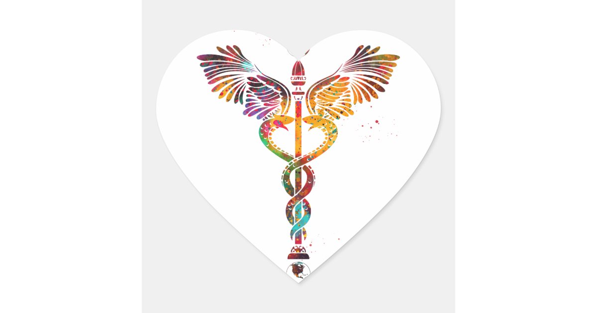 Caduceus Heart Sticker | Zazzle