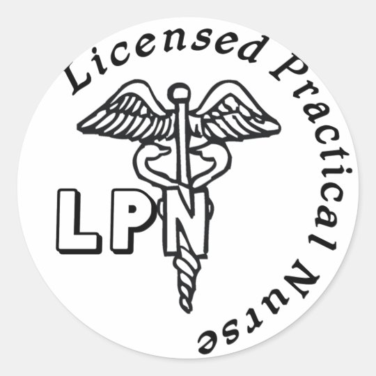 CADUCEUS LPN LOGO LICENSED PRACTICAL NURSE CLASSIC ROUND STICKER ...