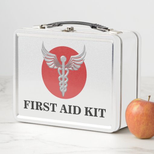 Caduceus medical first aid kit family home metal lunch box | Zazzle