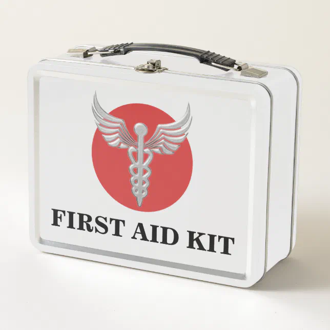 Caduceus medical first aid kit family home metal lunch box | Zazzle