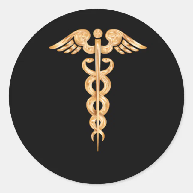 Caduceus Medical Professional Symbol Classic Round Sticker | Zazzle