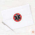 Caduceus Medical Symbol (Red White Black) Classic Round Sticker | Zazzle