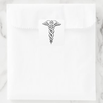 Caduceus Medical Symbol Square Sticker | Zazzle