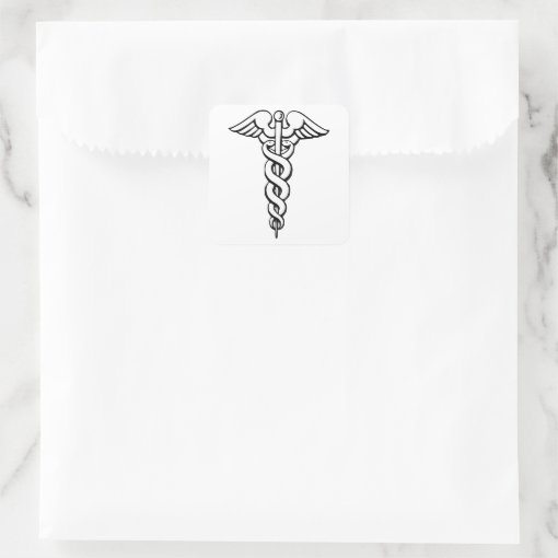 Caduceus Medical Symbol Square Sticker | Zazzle