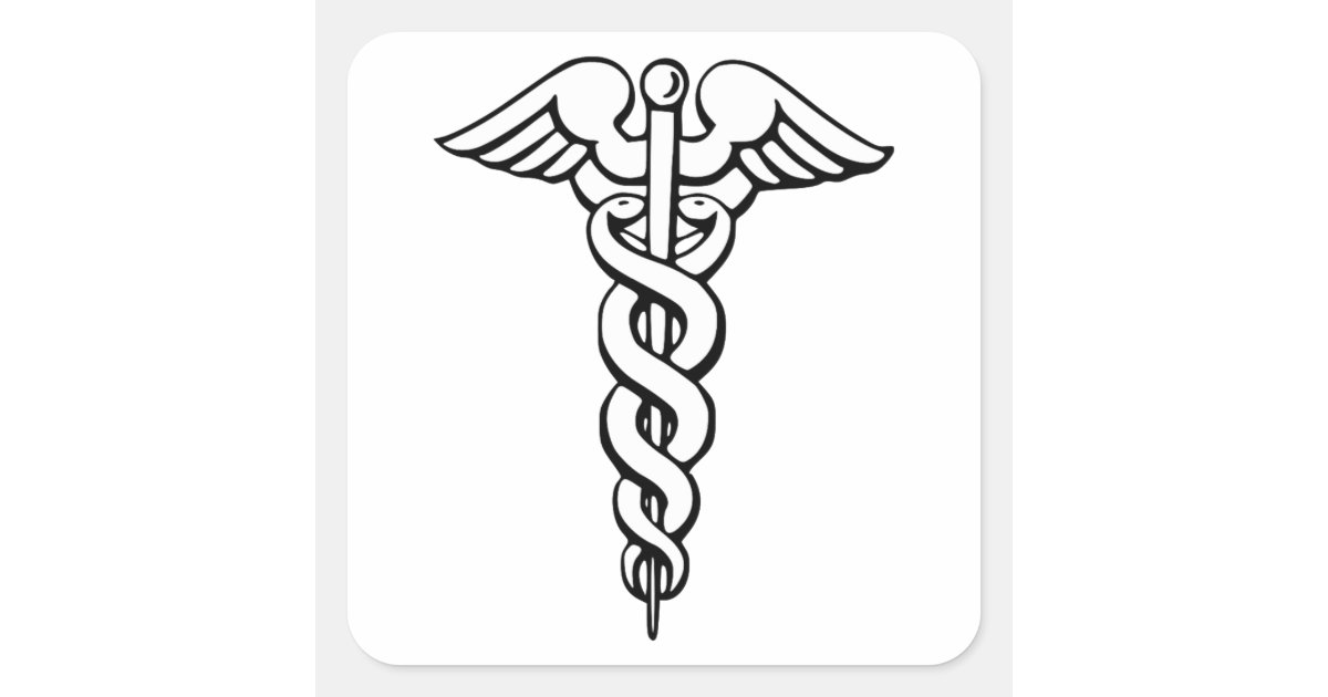 Caduceus Medical Symbol Square Sticker | Zazzle