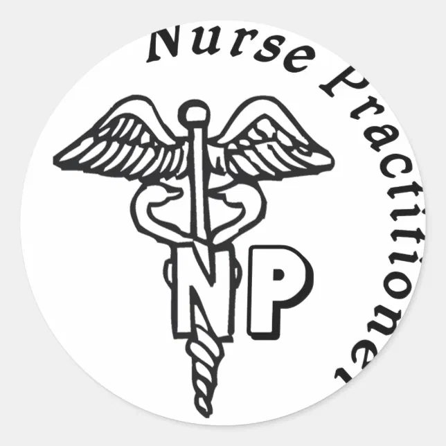 CADUCEUS NP LOGO NURSE PRACTITIONER CLASSIC ROUND STICKER | Zazzle