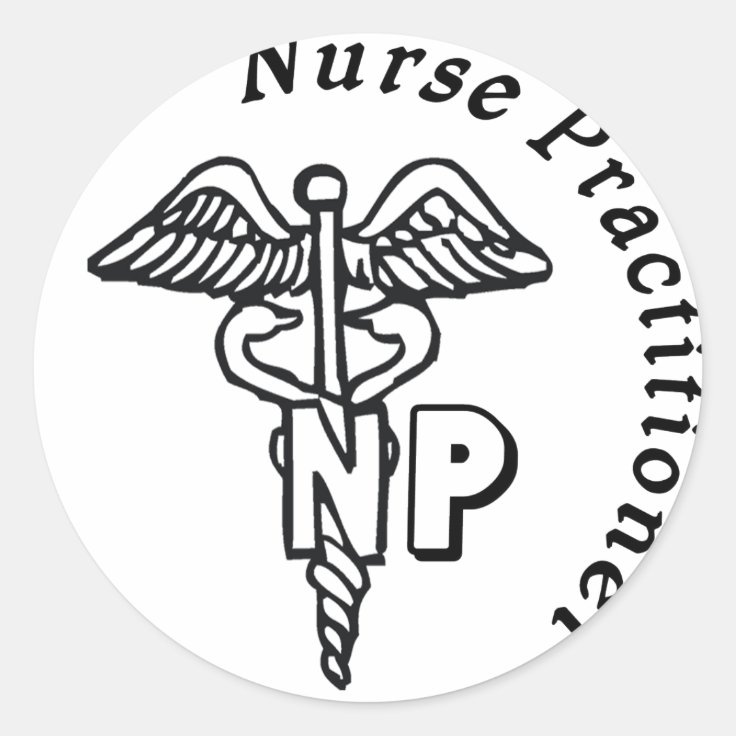 CADUCEUS NP LOGO NURSE PRACTITIONER CLASSIC ROUND STICKER | Zazzle