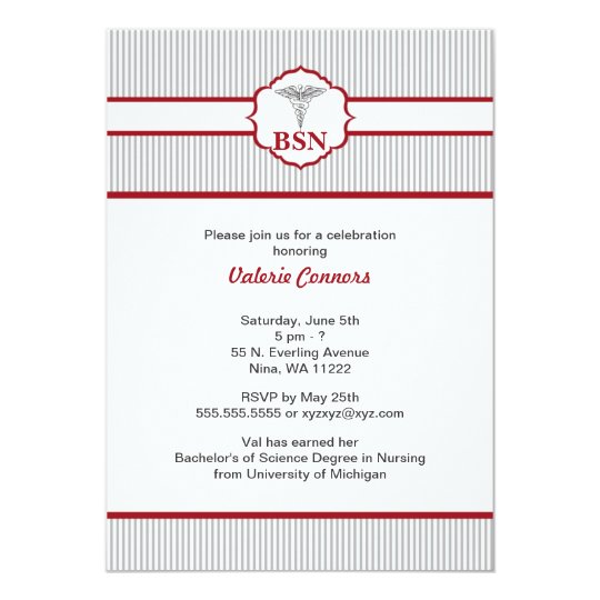 Caduceus RN BSN LPN Graduation Burgundy Red Invitation | Zazzle.com