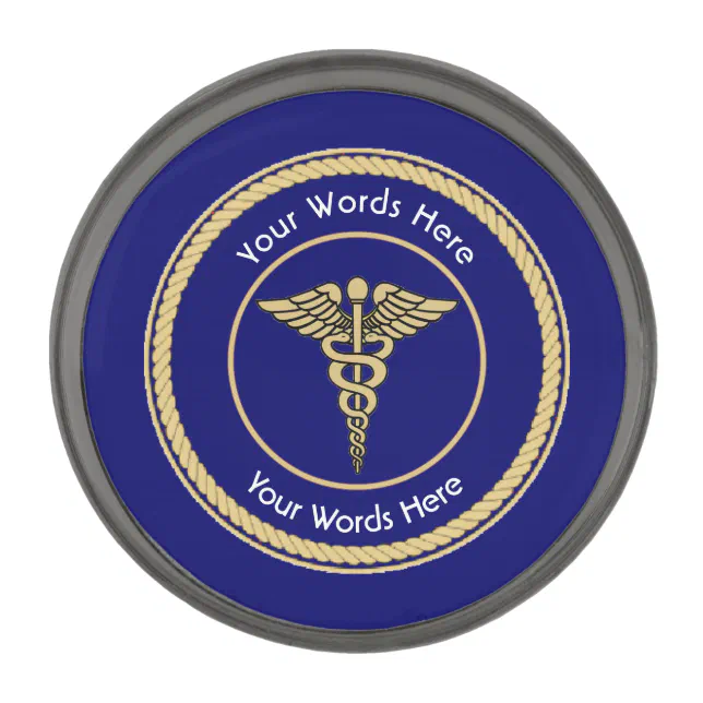 Caduceus Rope Shield Universal Custom Gunmetal Finish Lapel Pin | Zazzle