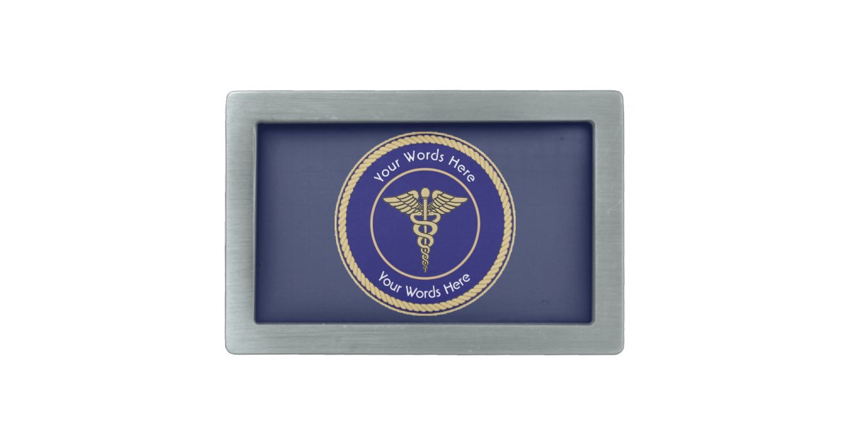 Caduceus Rope Shield Universal Custom Rectangular Belt Buckle | Zazzle