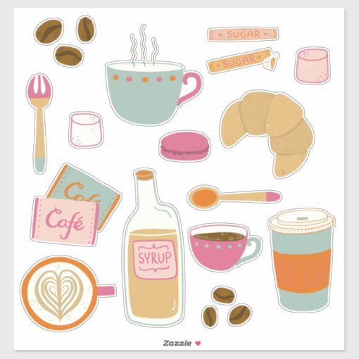 Cafe Breakfast Food Sticker | Zazzle