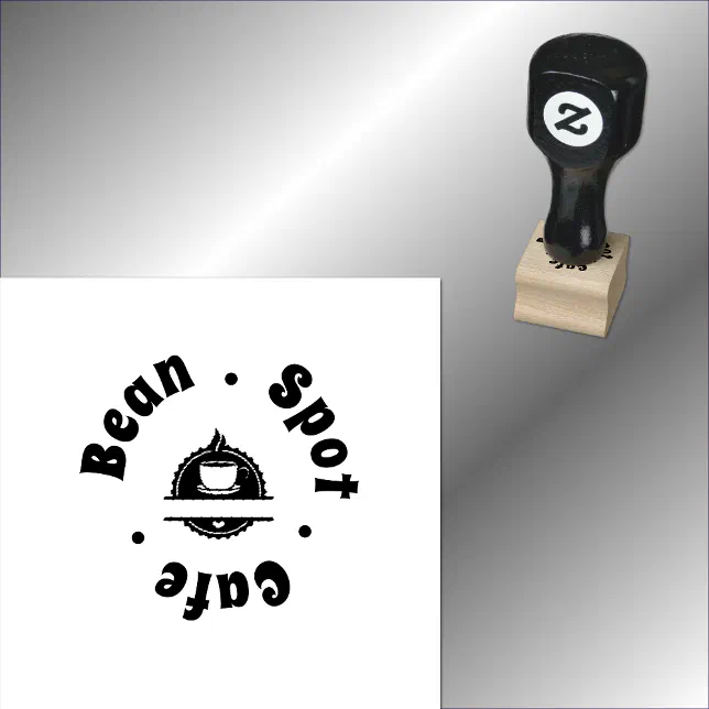 Cafe coffee cup logo image rubber stamp | Zazzle