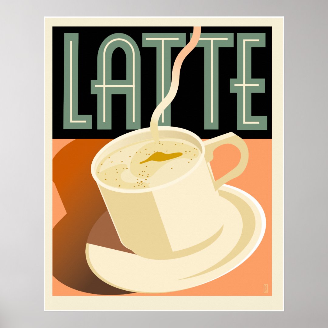 Cafe Deco Latte Poster | Zazzle