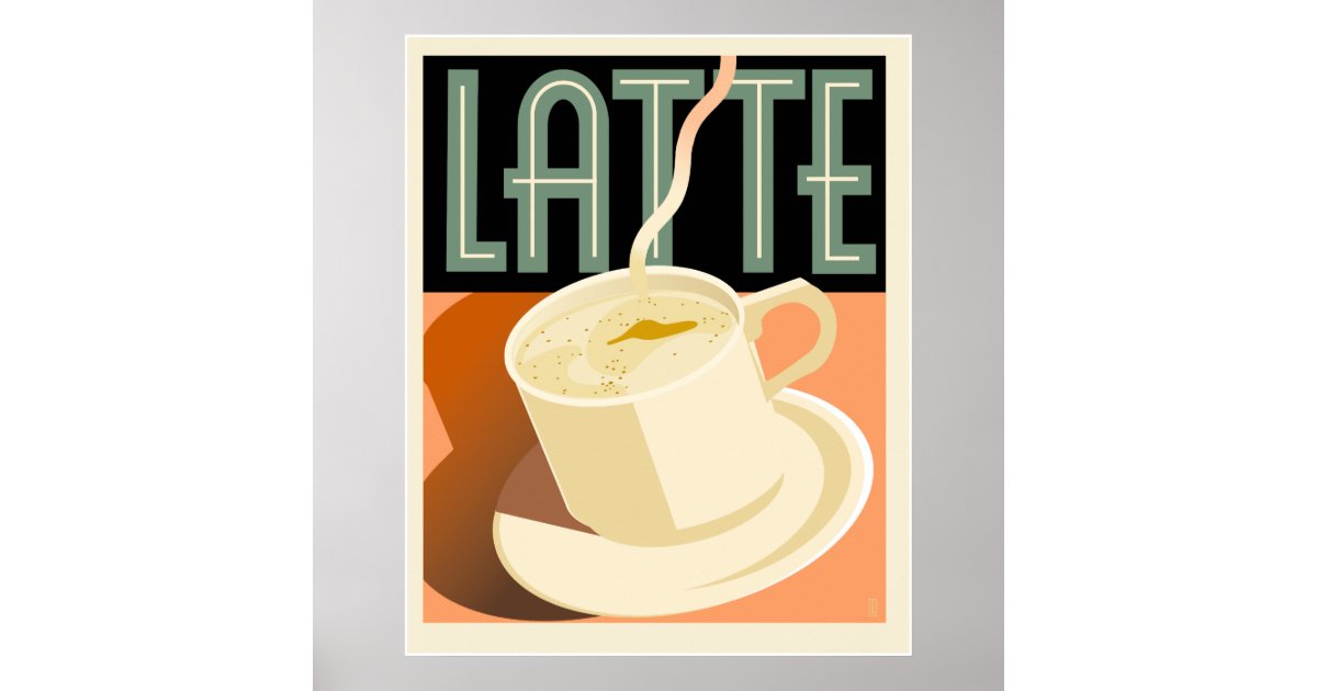 Cafe Deco Latte Poster | Zazzle