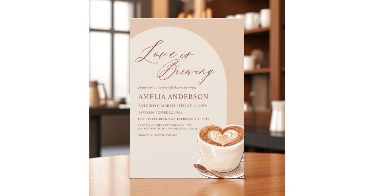 Cafe Love is Brewing Coffee Arch Bridal Shower Invitation | Zazzle