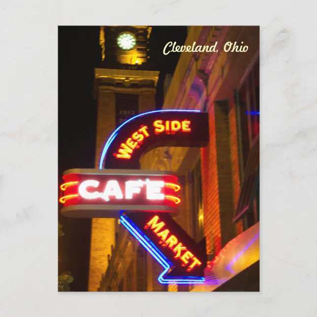 Cafe Market Neon Postcard(Cleveland) Postcard | Zazzle