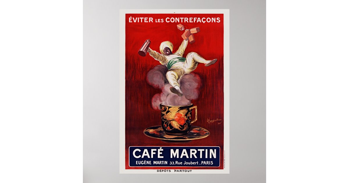 Cafe Martin French Art Deco Vintage Poster 1921 | Zazzle