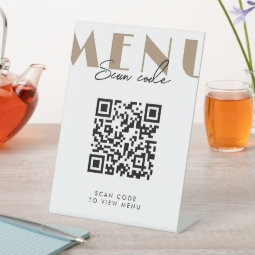 Cafe Modern Scan Menu QR Code Pedestal Sign | Zazzle