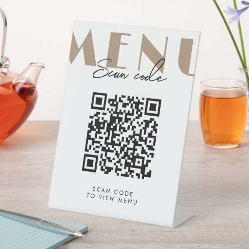 Cafe Modern Scan Menu QR Code Pedestal Sign | Zazzle