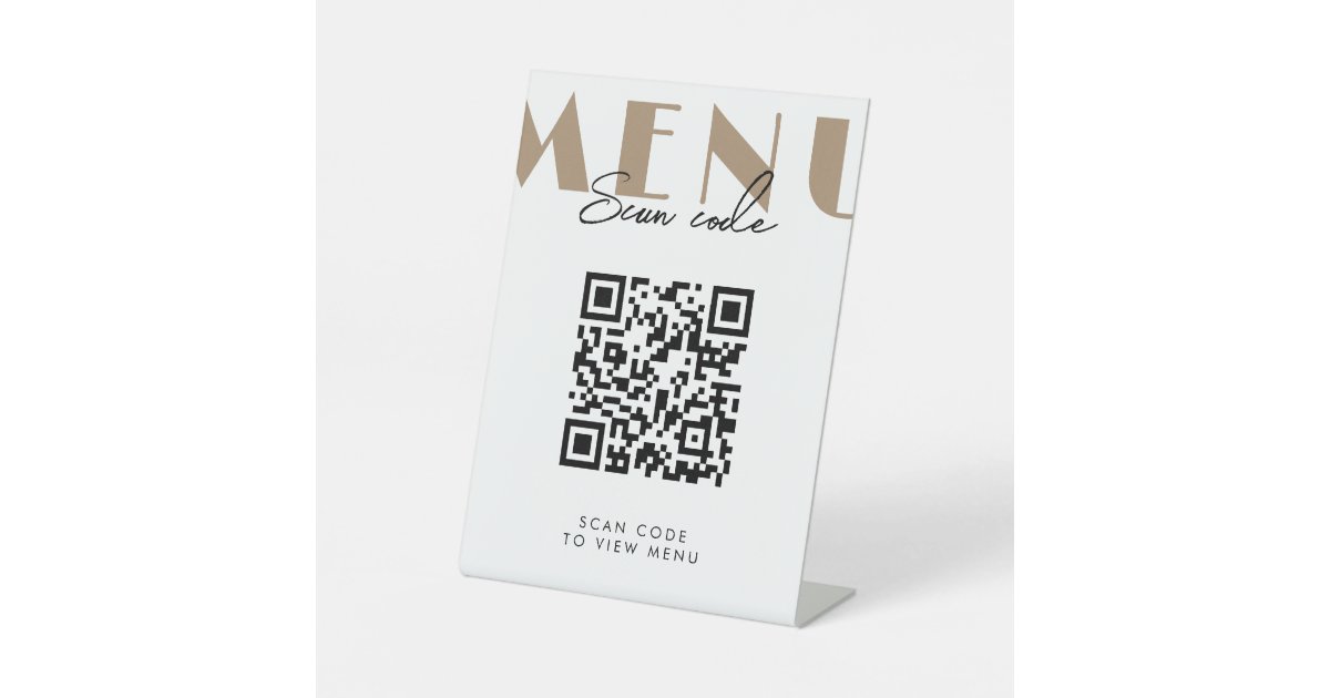 Cafe Modern Scan Menu QR Code Pedestal Sign | Zazzle