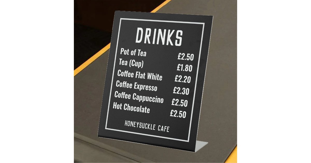 Cafe Price List Pedestal Sign | Zazzle