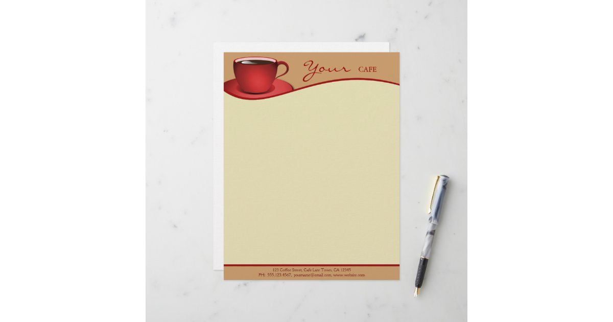 Cafe Red Cup Coffee Shop Business Letterhead | Zazzle