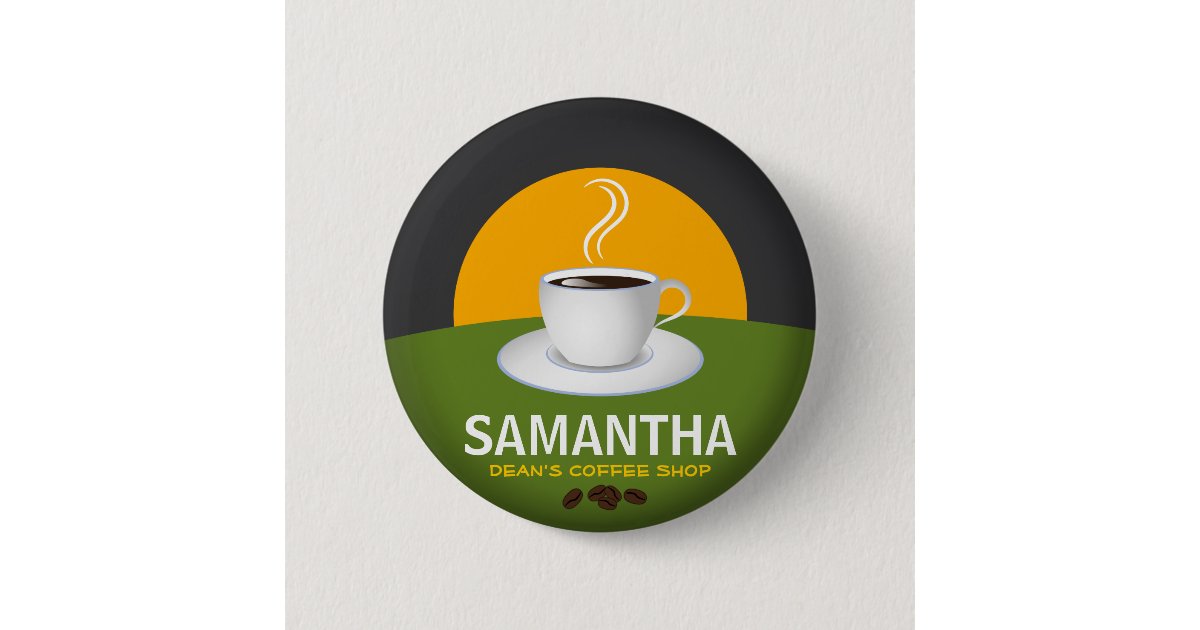 Cafe Staff ID Name Tags Coffee Shop White Cup | Zazzle
