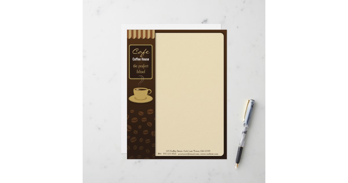 Cafe Stylish Coffee Shop Cup Business Letterhead | Zazzle
