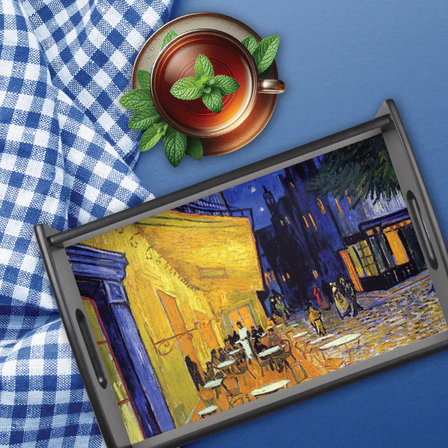 Cafe Terrace at Night Vincent van Gogh Serving Tray | Zazzle
