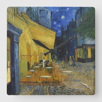 Café Terrace by Vincent Van Gogh Square Wall Clock | Zazzle