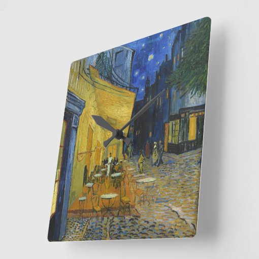 Café Terrace by Vincent Van Gogh Square Wall Clock | Zazzle
