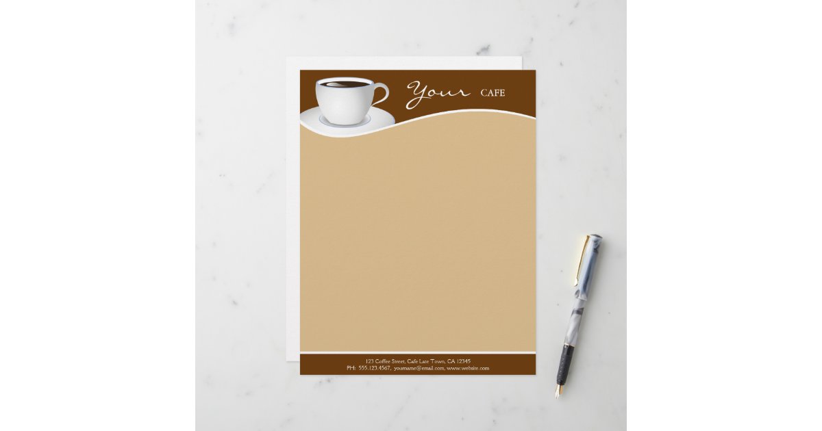 Cafe White Cup Coffee Shop Business Letterhead | Zazzle