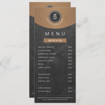 Cafeteria logo copper black chalkboard price list menu | Zazzle