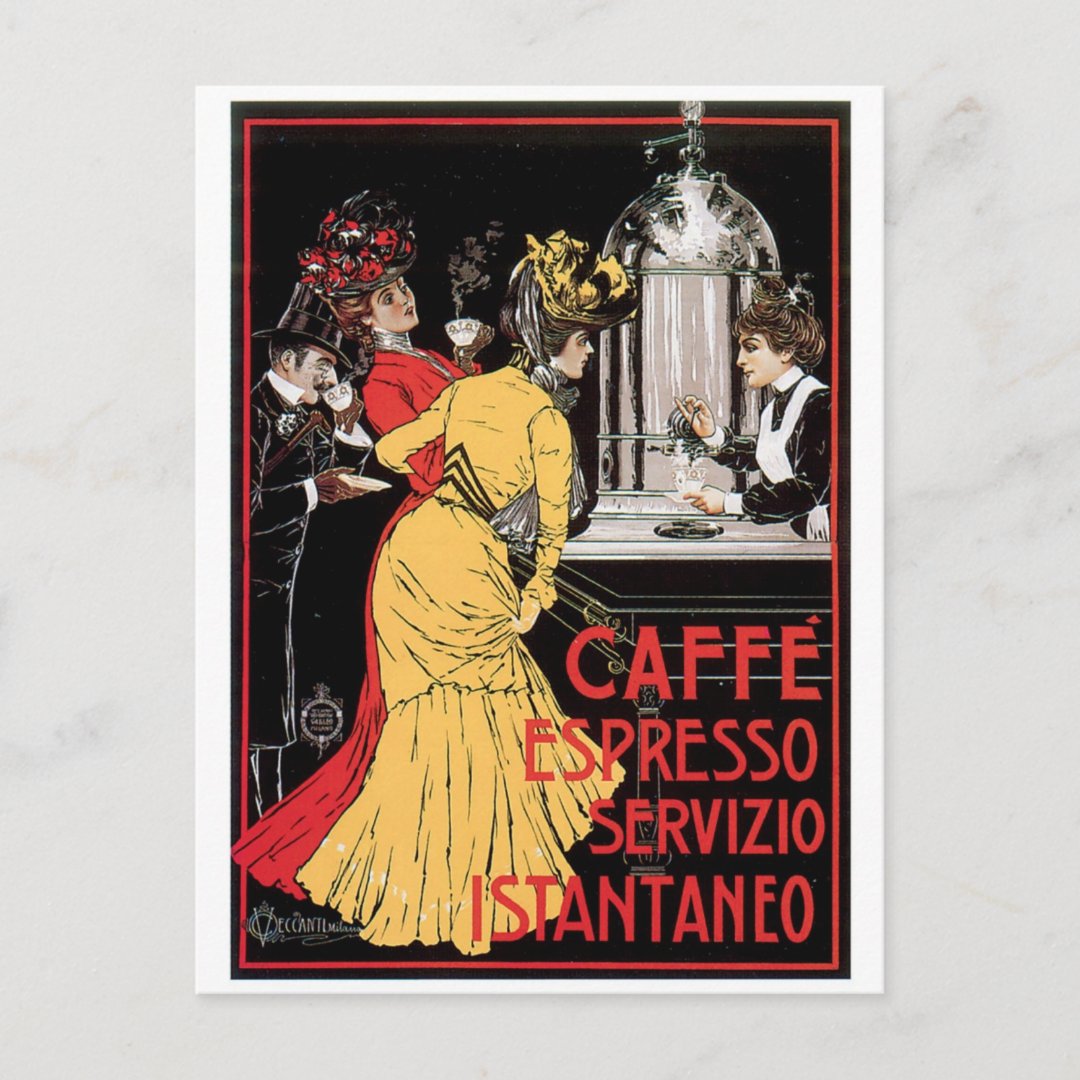 Caffe Espresso Vintage Coffee Drink Ad Art Postcard | Zazzle