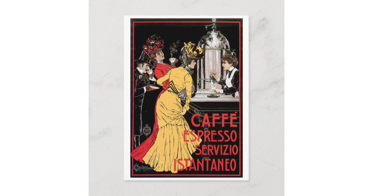Caffe Espresso Vintage Coffee Drink Ad Art Postcard | Zazzle