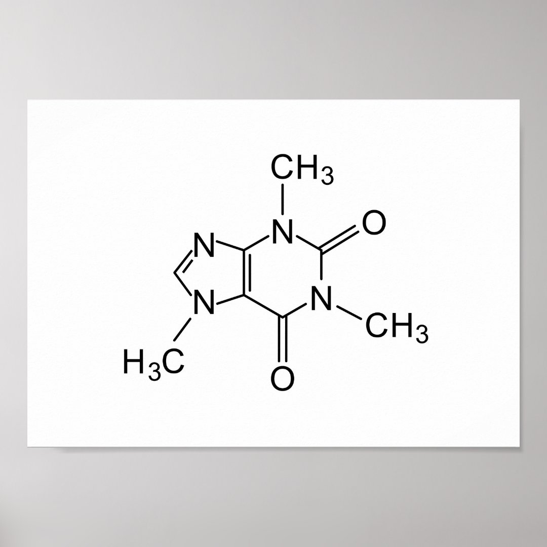 caffeine chemical formula coffee chemistry element poster | Zazzle