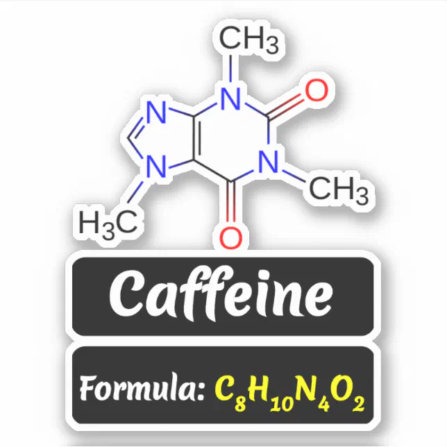 Caffeine Molecule (Chemical Structure Formula) Sticker | Zazzle