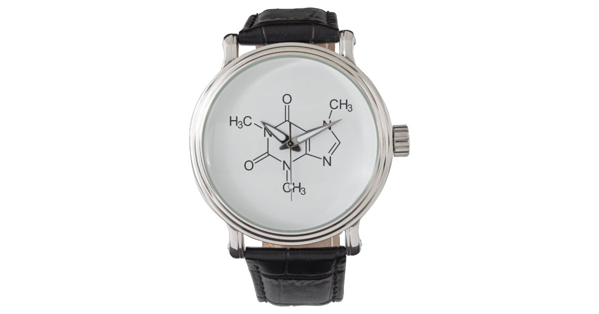 Caffeine Molecule Chemistry Coffee Atoms Watch | Zazzle
