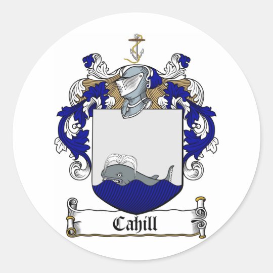 CAHILL FAMILY CREST - CAHILL COAT OF ARMS CLASSIC ROUND STICKER ...