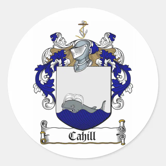 CAHILL FAMILY CREST - CAHILL COAT OF ARMS CLASSIC ROUND STICKER | Zazzle
