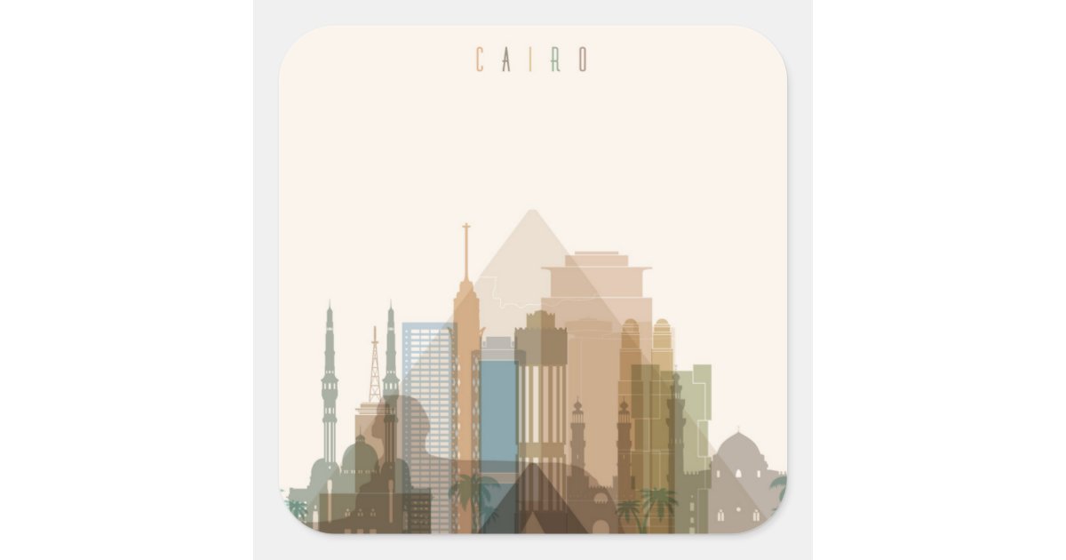 Cairo, Egypt | City Skyline Square Sticker | Zazzle