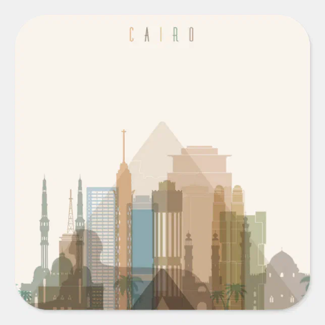 Cairo, Egypt | City Skyline Square Sticker | Zazzle
