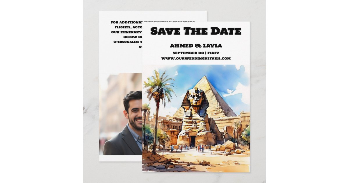 Cairo wedding save the date Sphinx pyramid Egypt | Zazzle