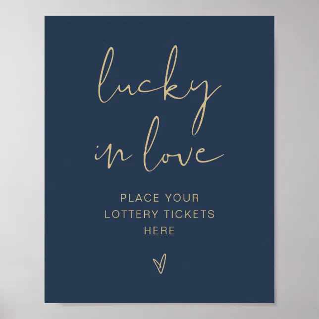 CAITLIN Modern Navy and Gold Lucky in Love Sign | Zazzle
